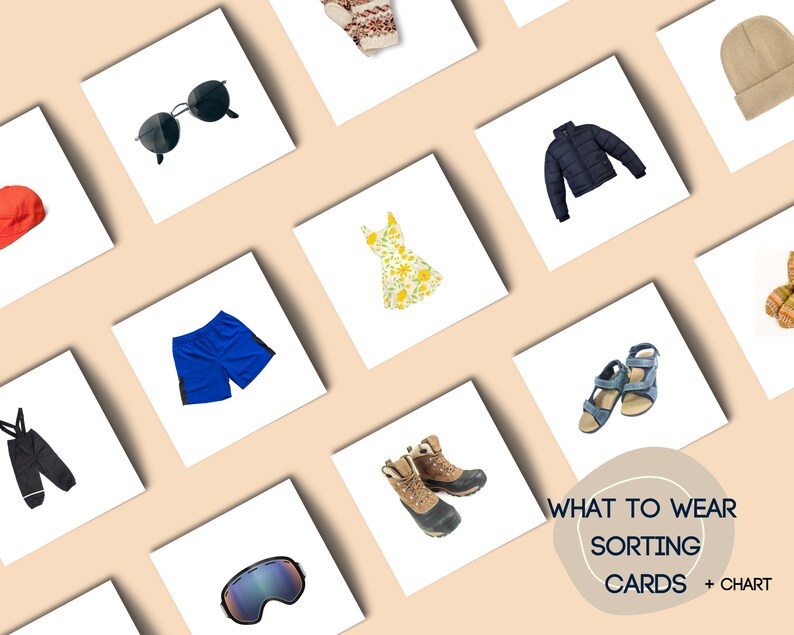What to Wear, Sorting Cards, Weather Chart, Weather Print, Montessori ...