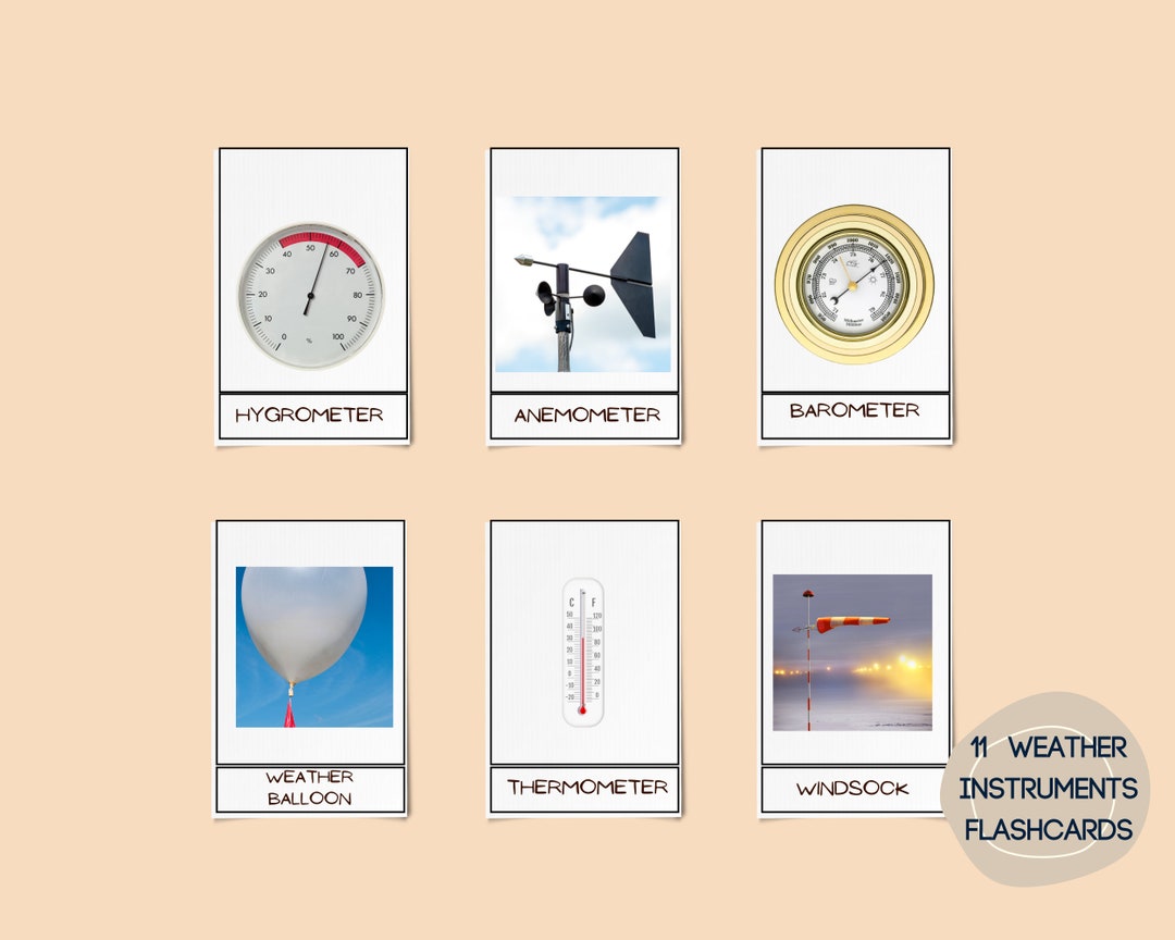 Weather Instruments Cards, Weather Flashcards , Toddler Weather ...