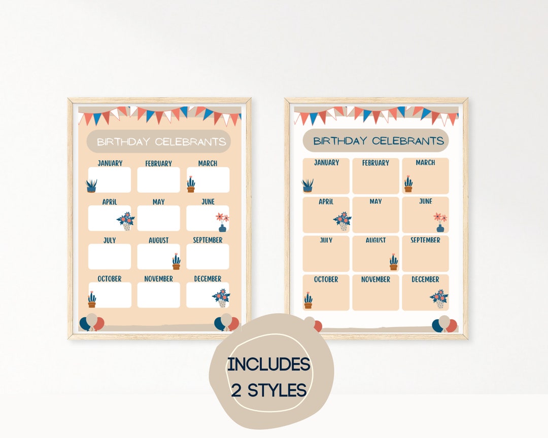 Class Birthdays Poster, Birthdays Class Calendar , Educational Posters ...