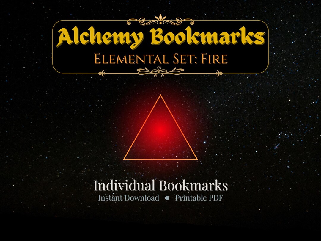 Alchemy Bookmark – Fire Element – Printable PDF Bookmark – Four ...