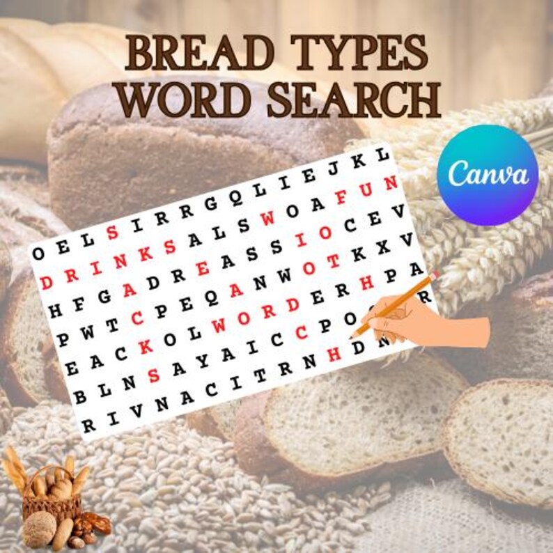 Bread Types Printable Word Search – Fun Food-themed Activity for ...