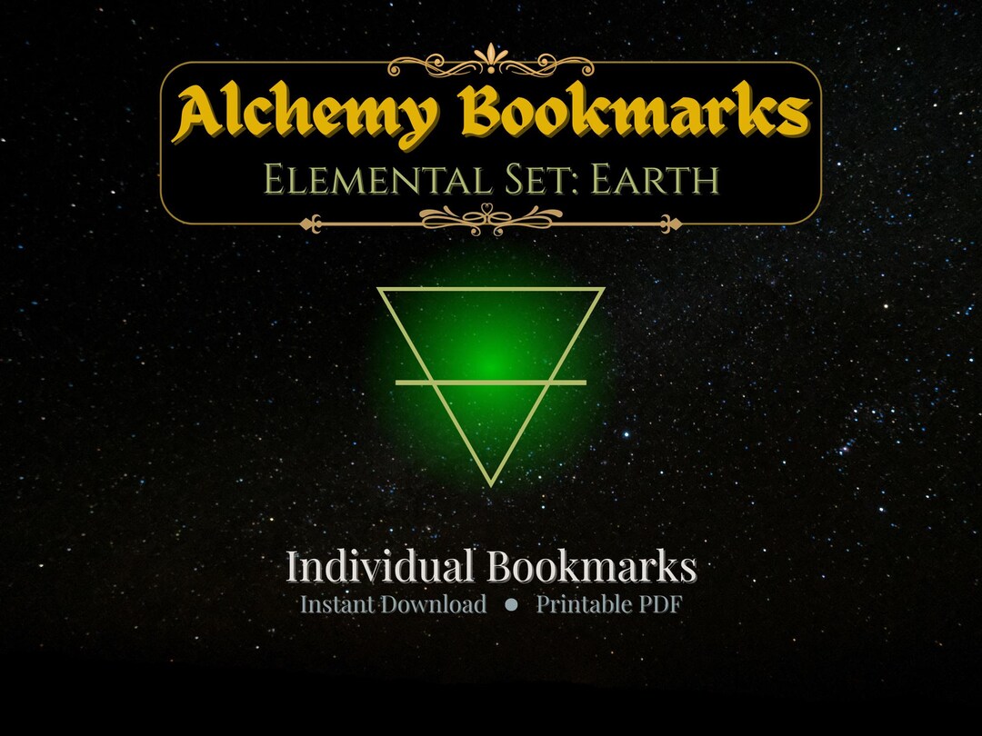 Alchemy Bookmark – Earth Element – Printable PDF Bookmark – Four ...