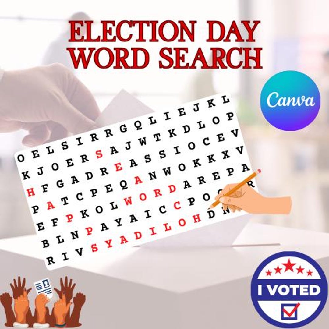 Election Day Printable Word Search – Fun Holiday Puzzle Game for ...