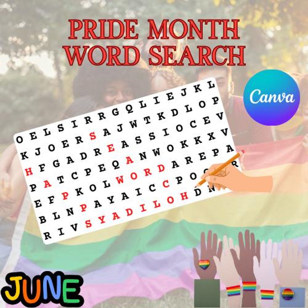 Pride Month Word Search – LGBTQ+ Printable Games (2 Included) (instant ...