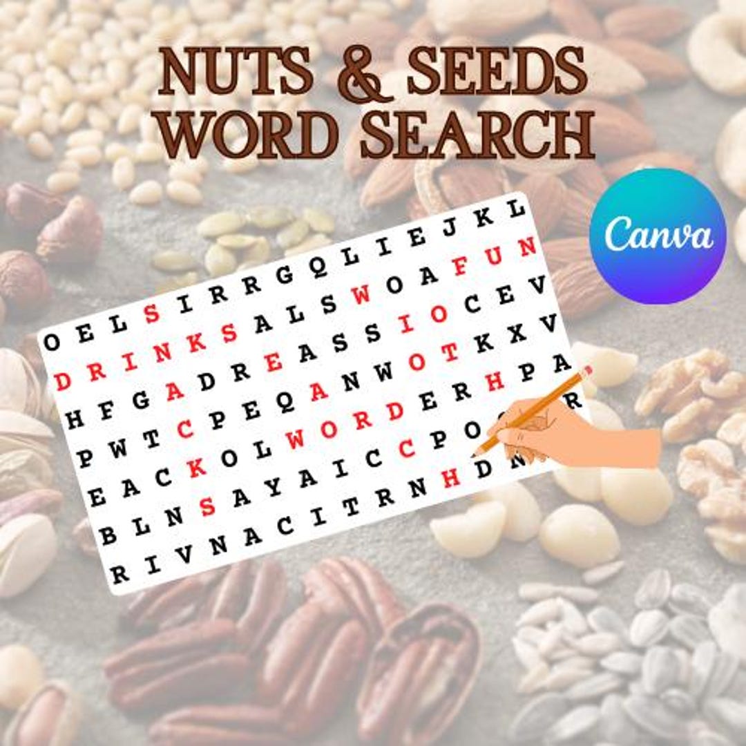 Nuts & Seeds Word Search – Food-themed Puzzle (2 Included) (digital ...
