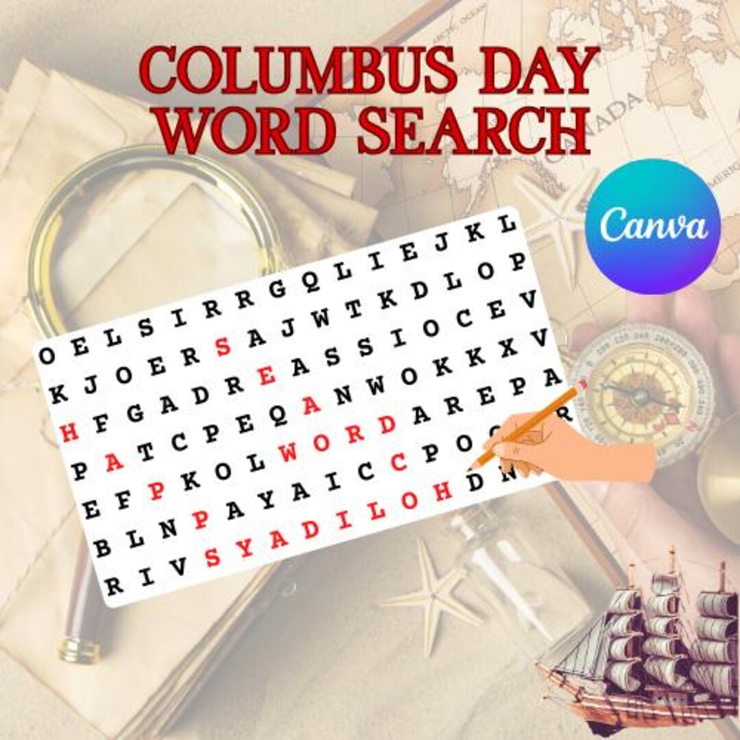 Columbus Day Printable Word Search – Fun Holiday Puzzle Game for ...