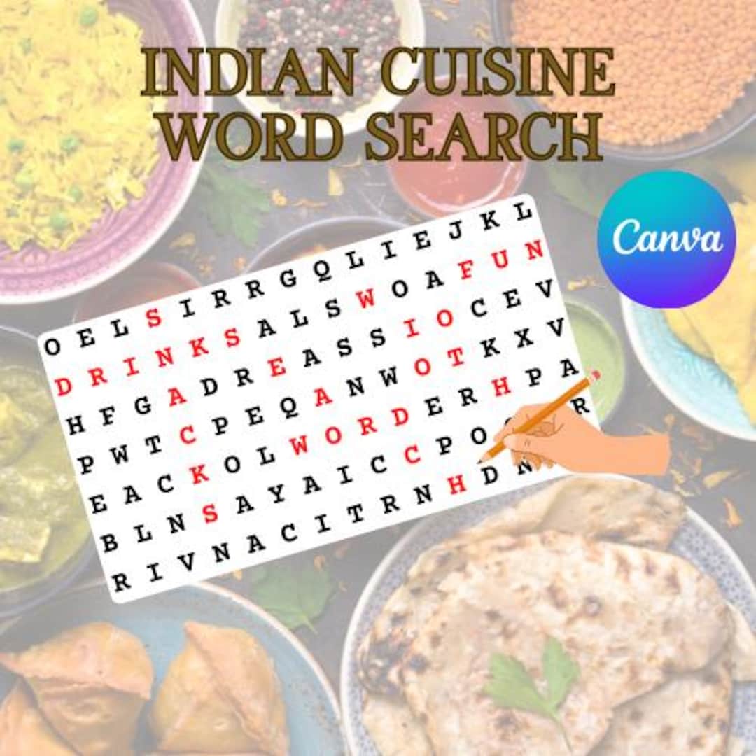 Indian Cuisine Word Search – Food-themed Puzzle (2 Included) (digital ...