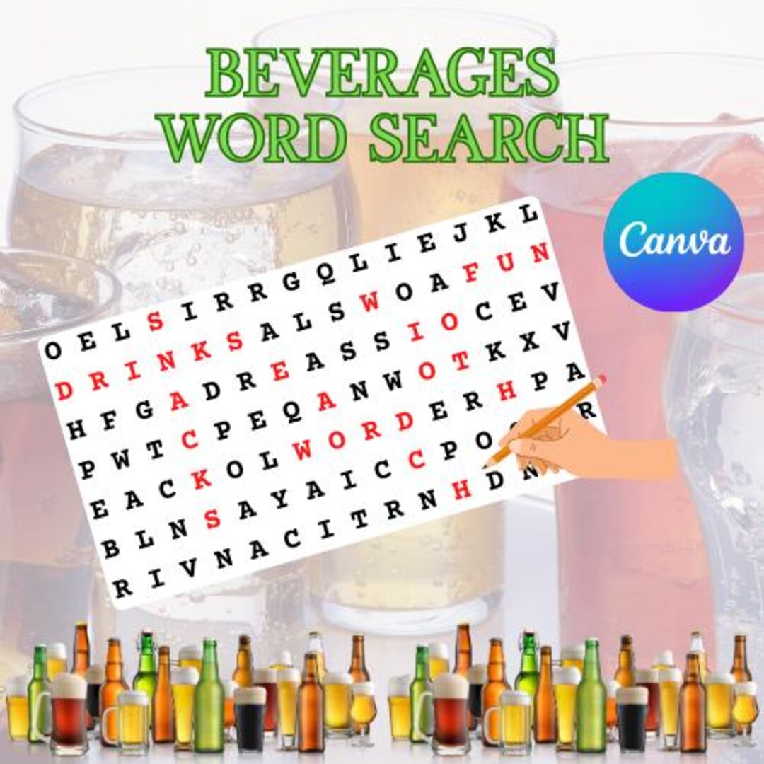 Beverages/drinks Printable Word Search – Fun Food-themed Activity for ...
