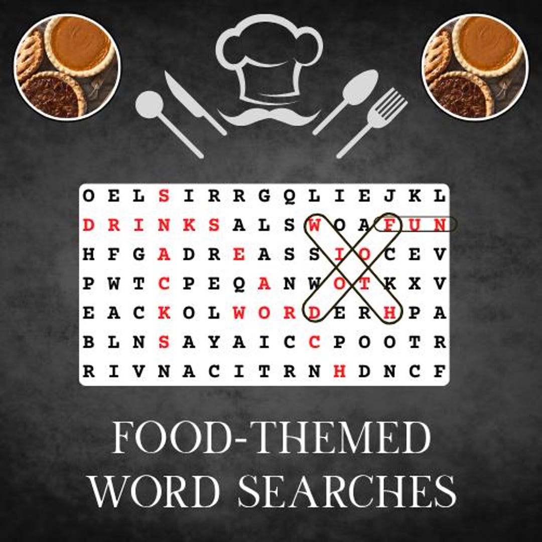 Food-themed Word Search – Pies Edition – Printable Puzzles (2 Included ...