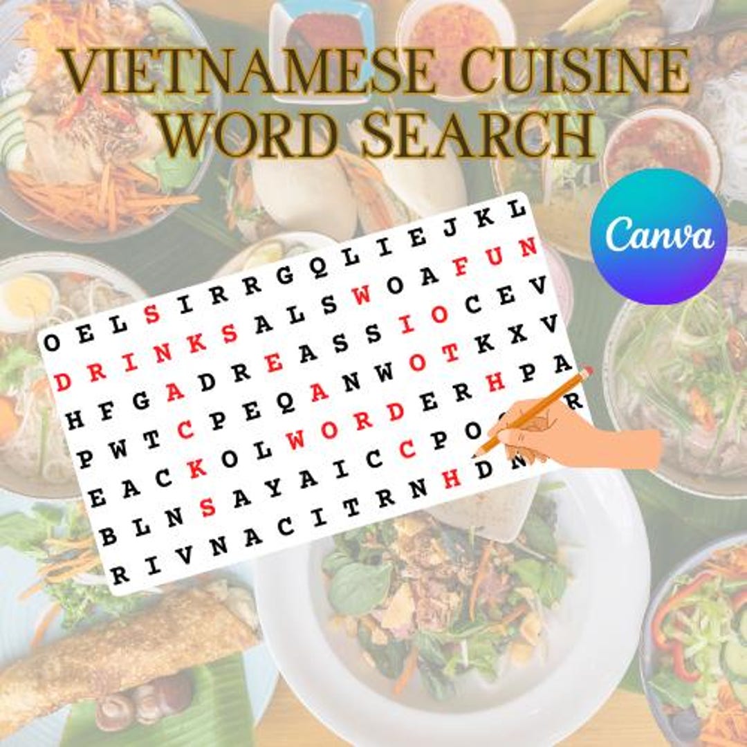 Vietnamese Cuisine Word Search – Food-themed Puzzles (2 Included ...