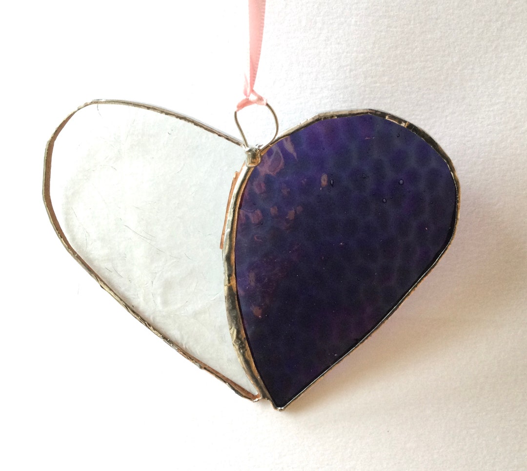 Purple Heart Stained Glass Suncatcher - Etsy