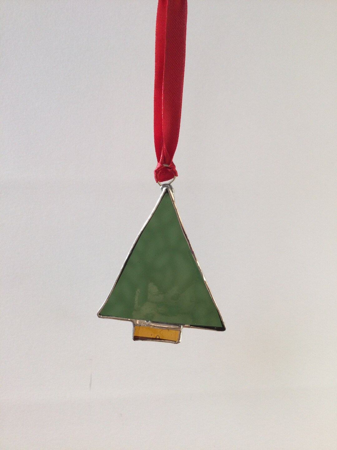 Dark Green Triangular Stained Glass Christmas Tree Decoration - Etsy