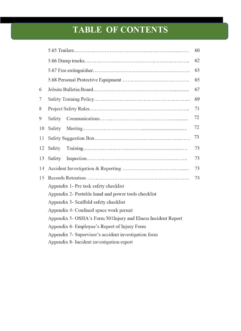 Professional Construction Safety Manual - Etsy