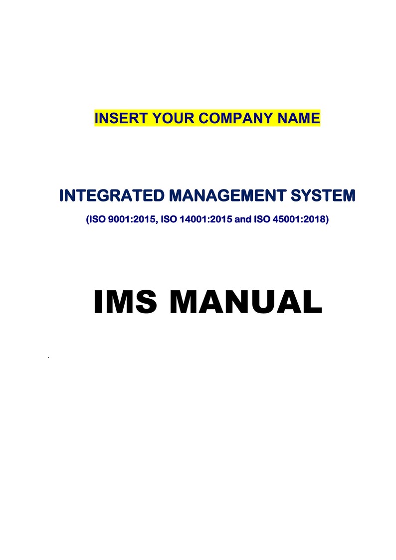 INTEGRATED MANAGEMENT SYSTEM 9001 14001 45001 Document Templates - Etsy