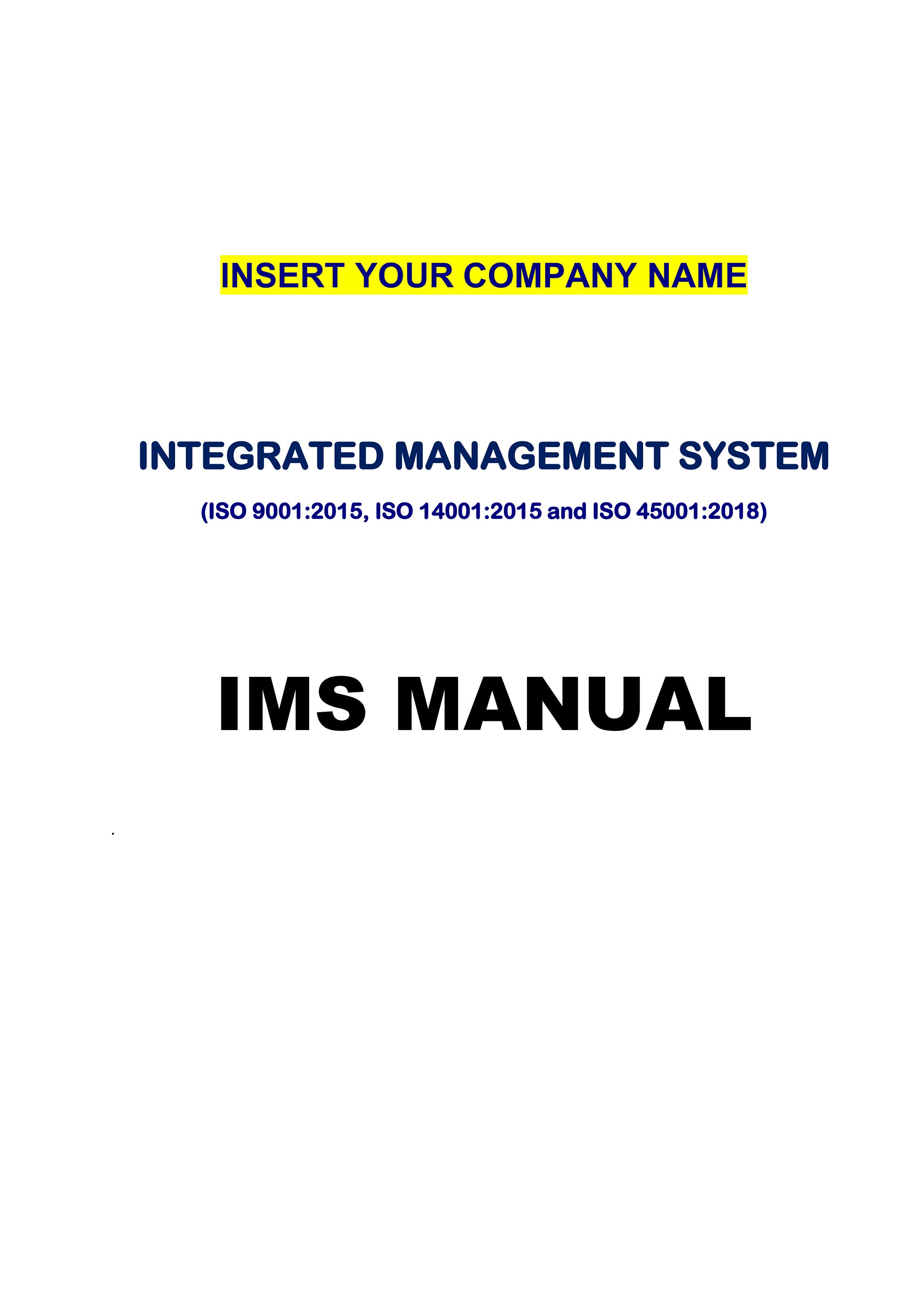 INTEGRATED MANAGEMENT SYSTEM 9001 14001 45001 Document Templates - Etsy
