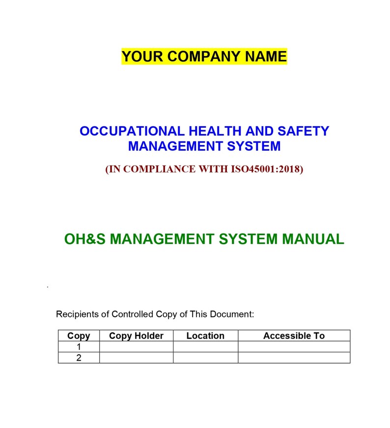 ISO 45001 Document Templates - Etsy