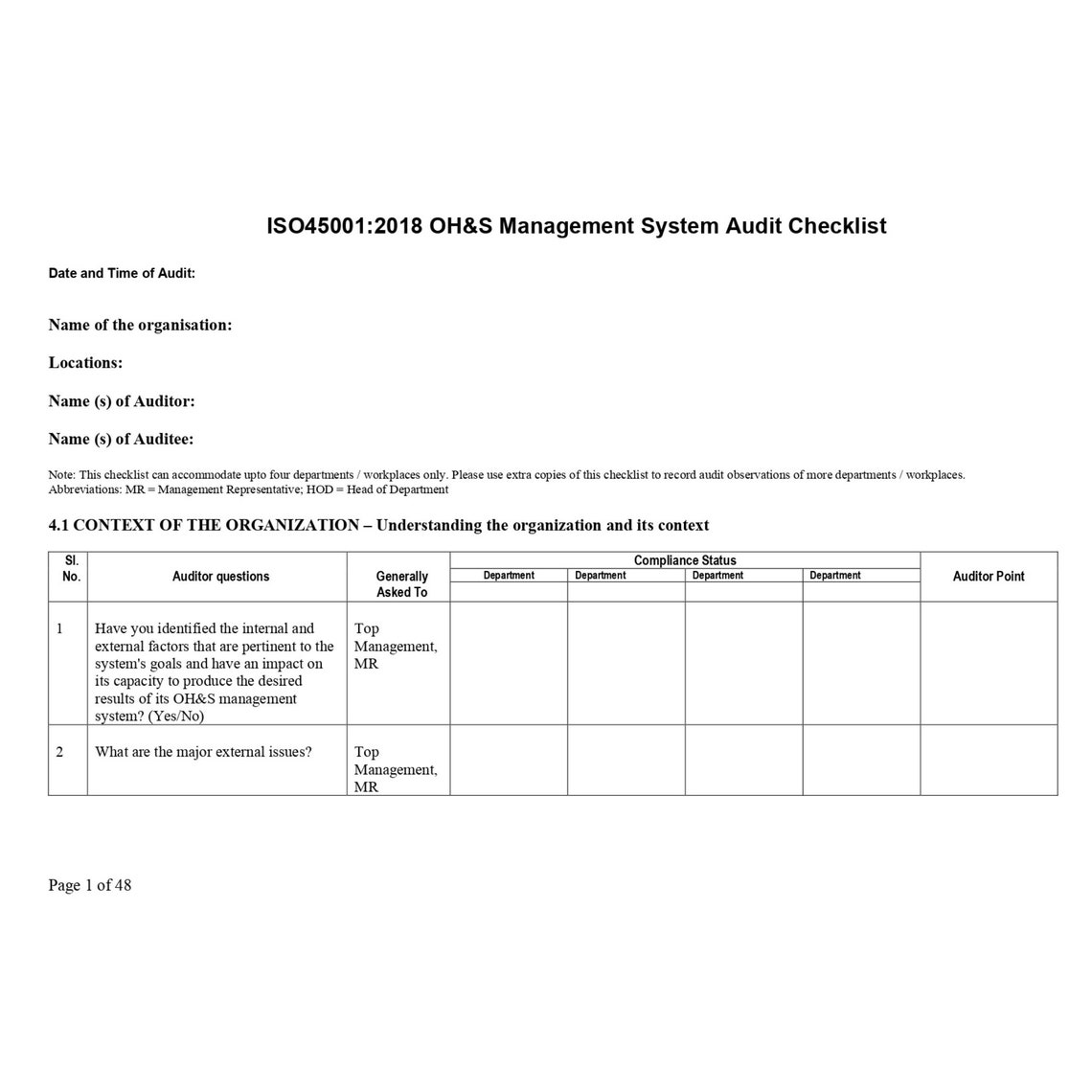 ISO 45001 Document Templates - Etsy