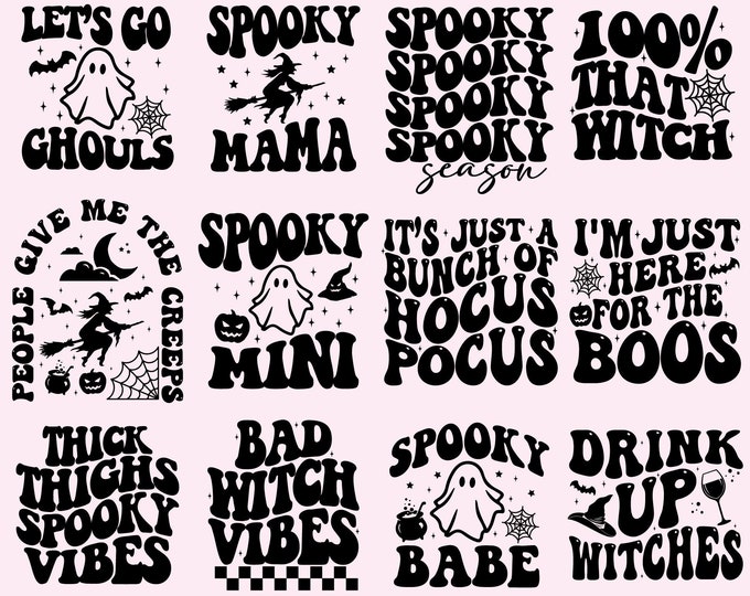 Retro Halloween SVG Bundle, Halloween SVG, Groovy Halloween Sublimation ...