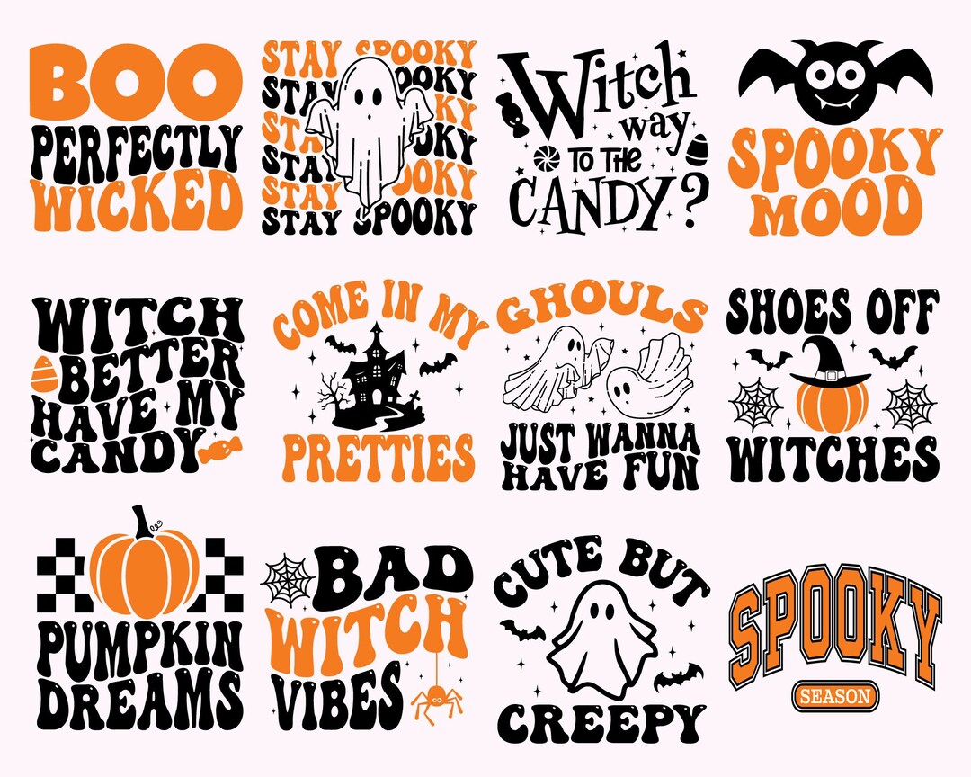 Retro Halloween SVG Bundle, Halloween SVG, Groovy Halloween Sublimation ...