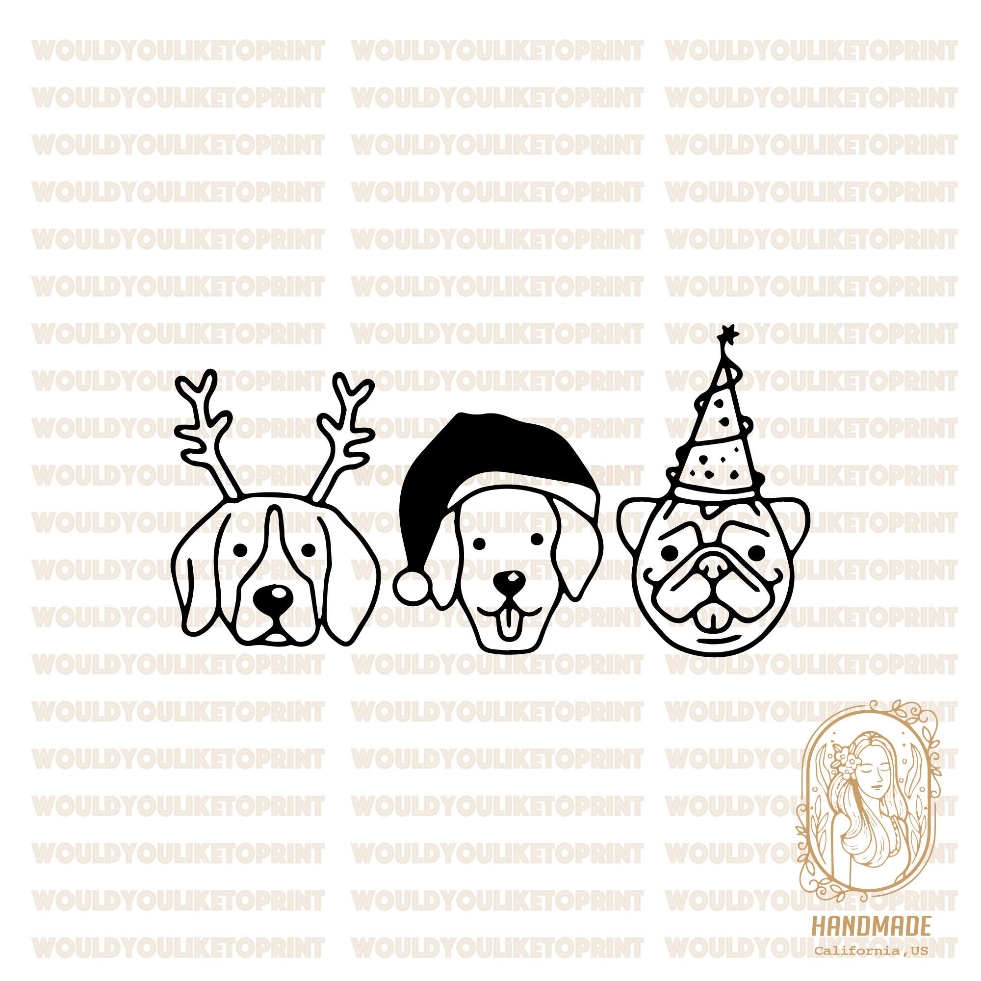 Christmas Dogs Svgpngpdfaijpg - Etsy