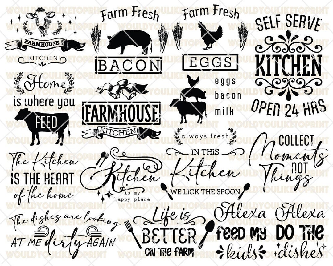 Farmhouse Kitchen Bundle Svgpng, Kitchen Sign Svg, Farmhouse Svg ...