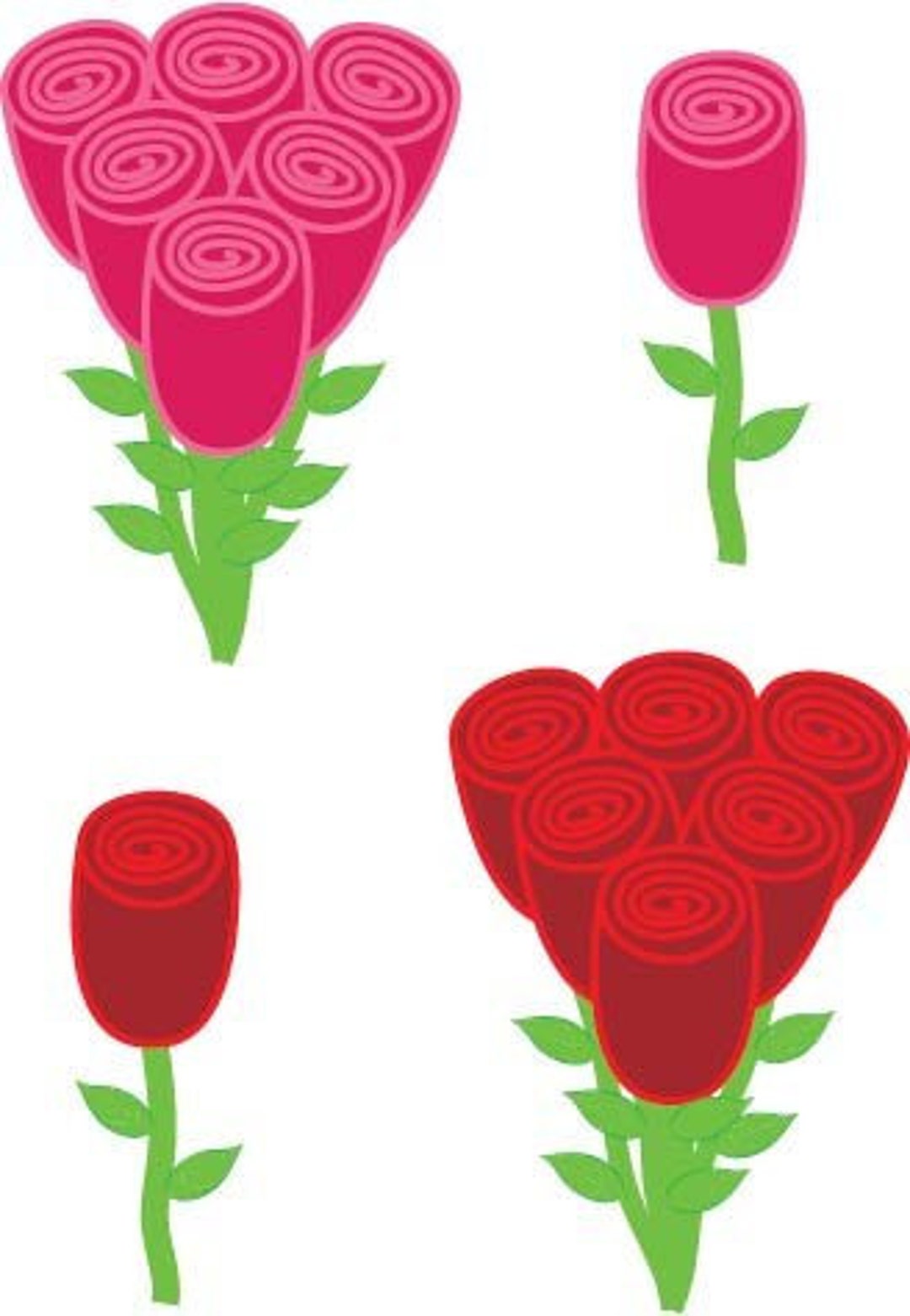 Valentine Roses Flowers Digital Prints Clip Art Red Roses Pink Roses ...