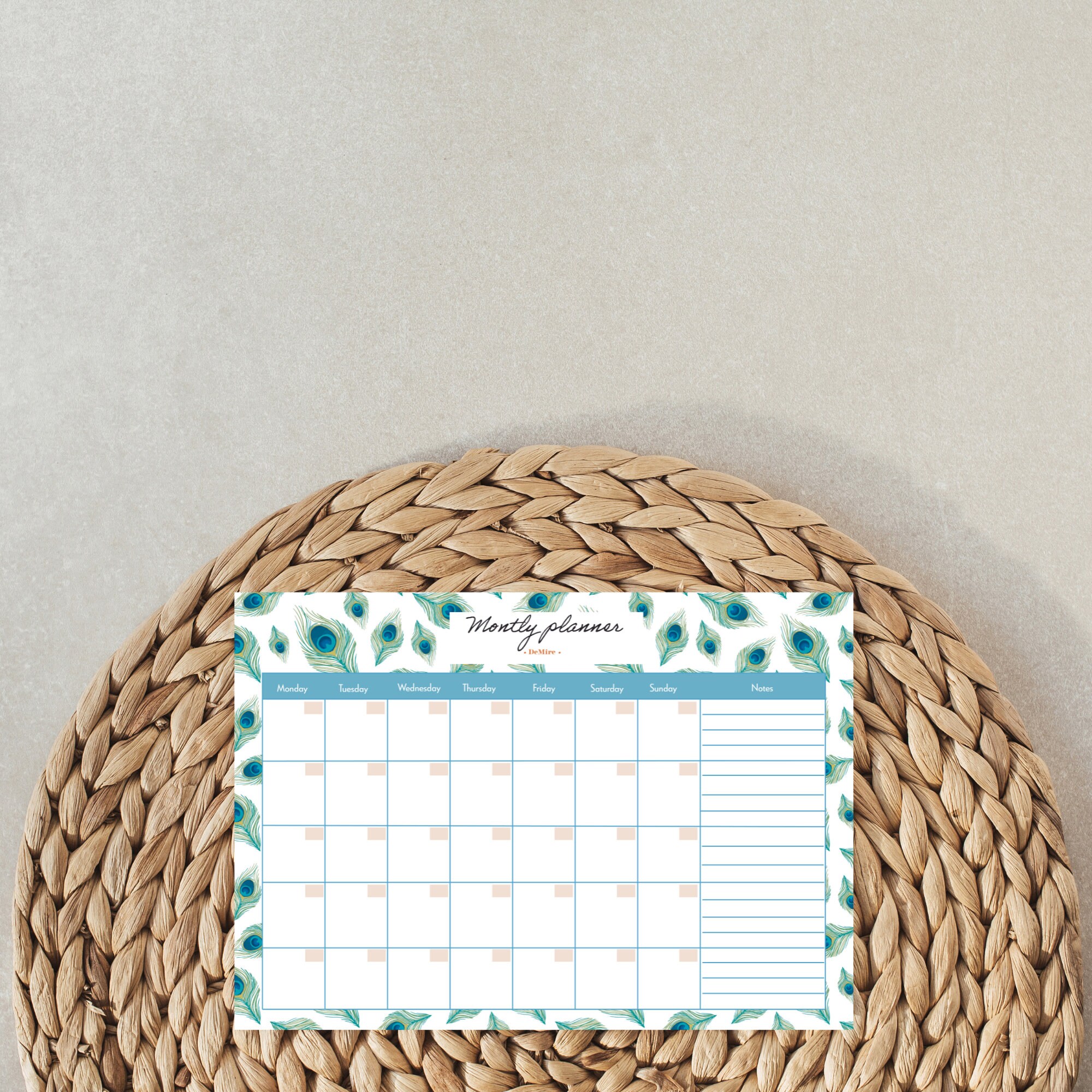 Monthly Planner Printable to Do List, Peacock Design, Monthly Schedule ...