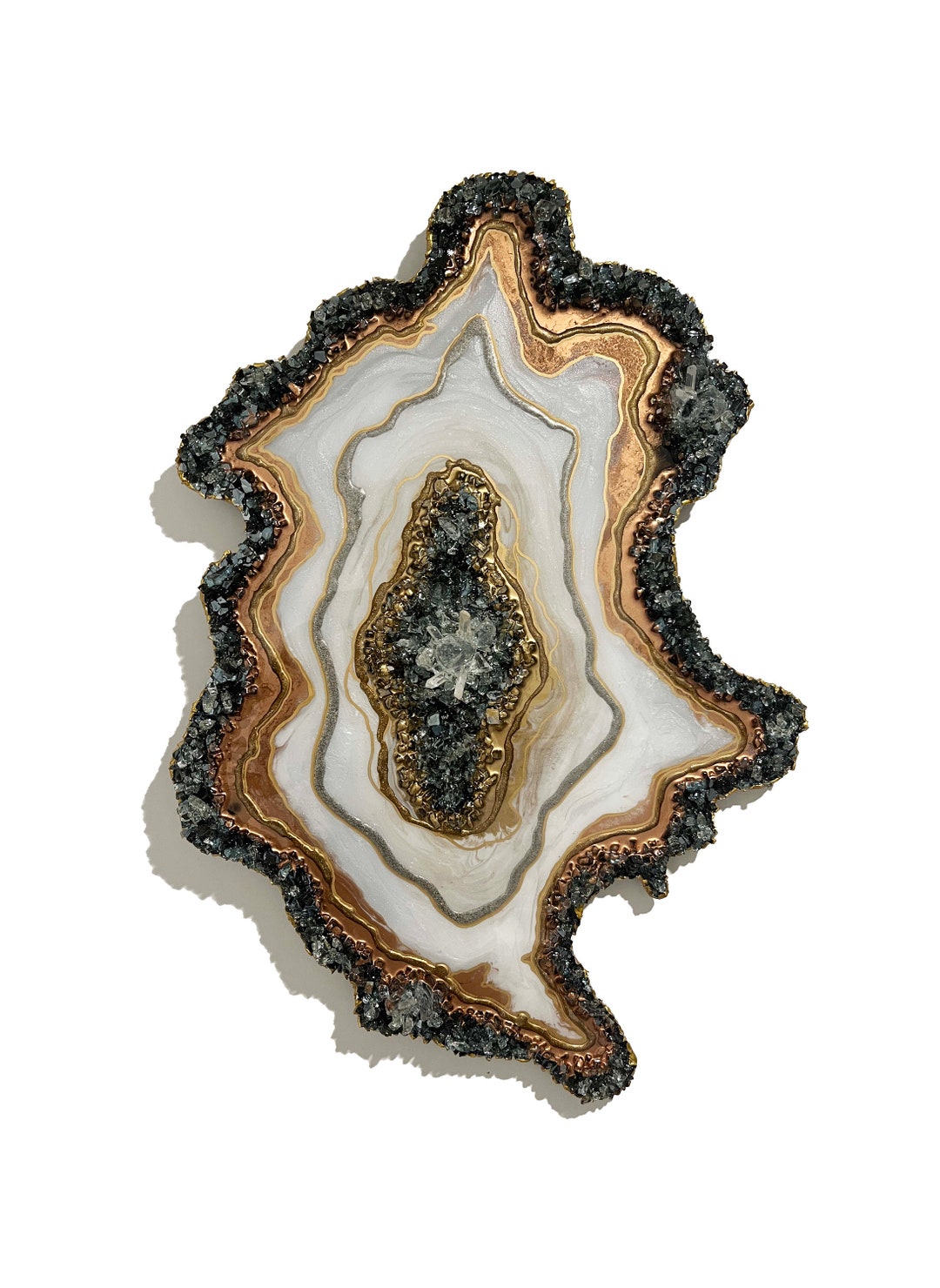 Geode Marble With Crystals Gold Bronze Metalic Luxurious Wall Art Decor ...