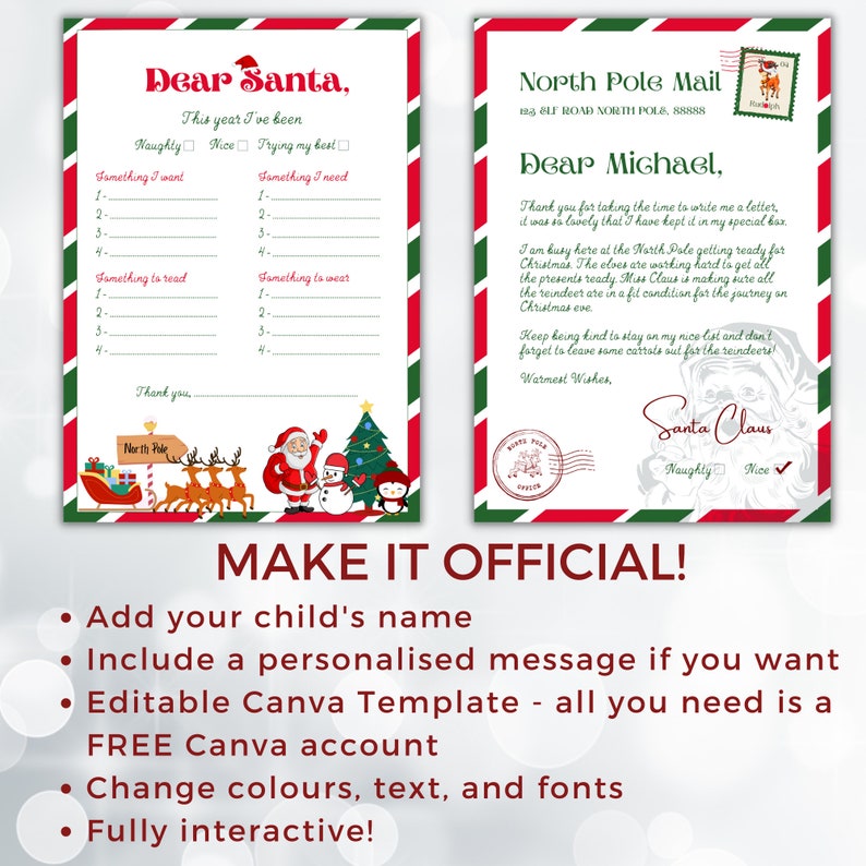 Letter to Santa & Letter From Santa | Christmas Wish List | Christmas ...