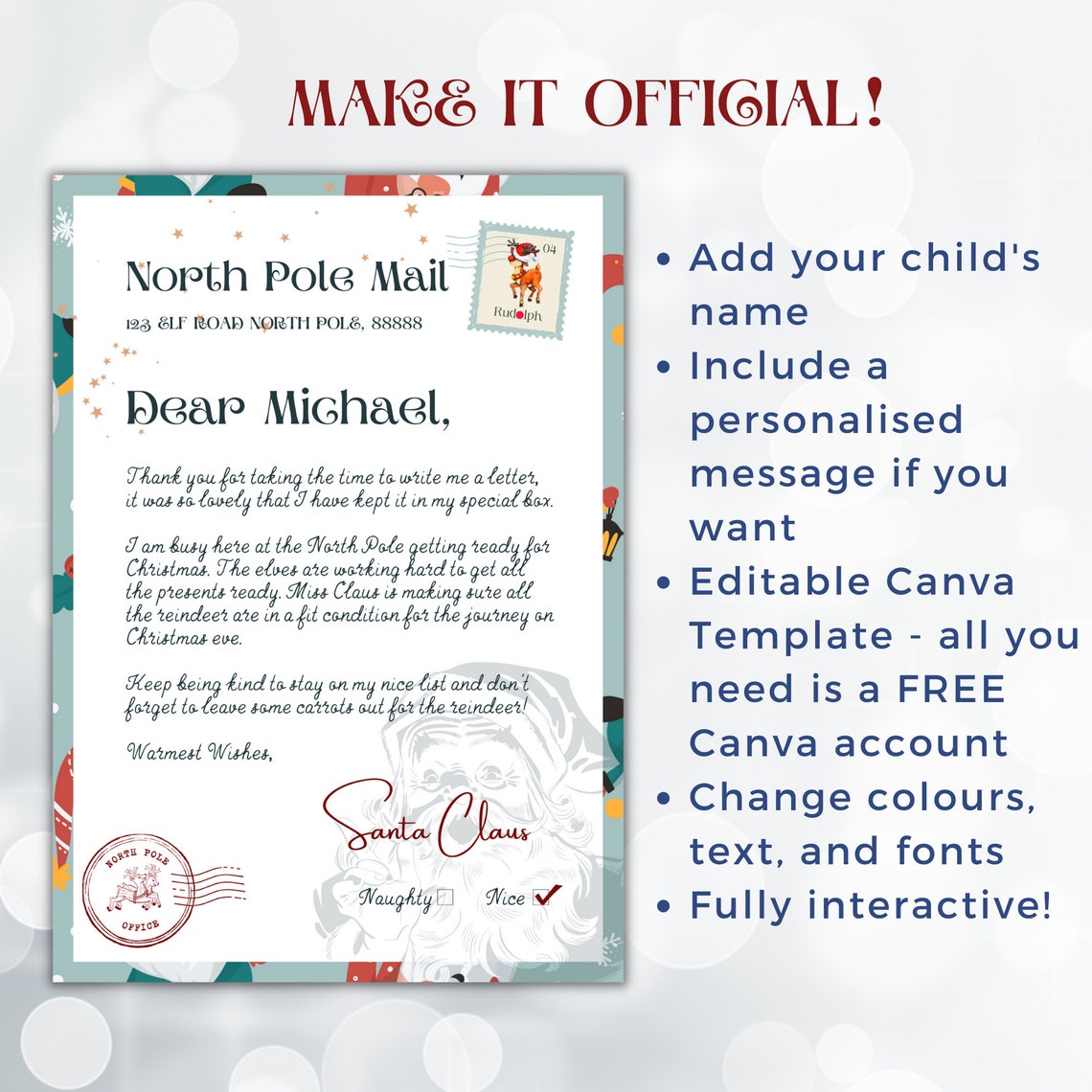 Letter to Santa & Santa Response | Christmas Wish List | Christmas ...