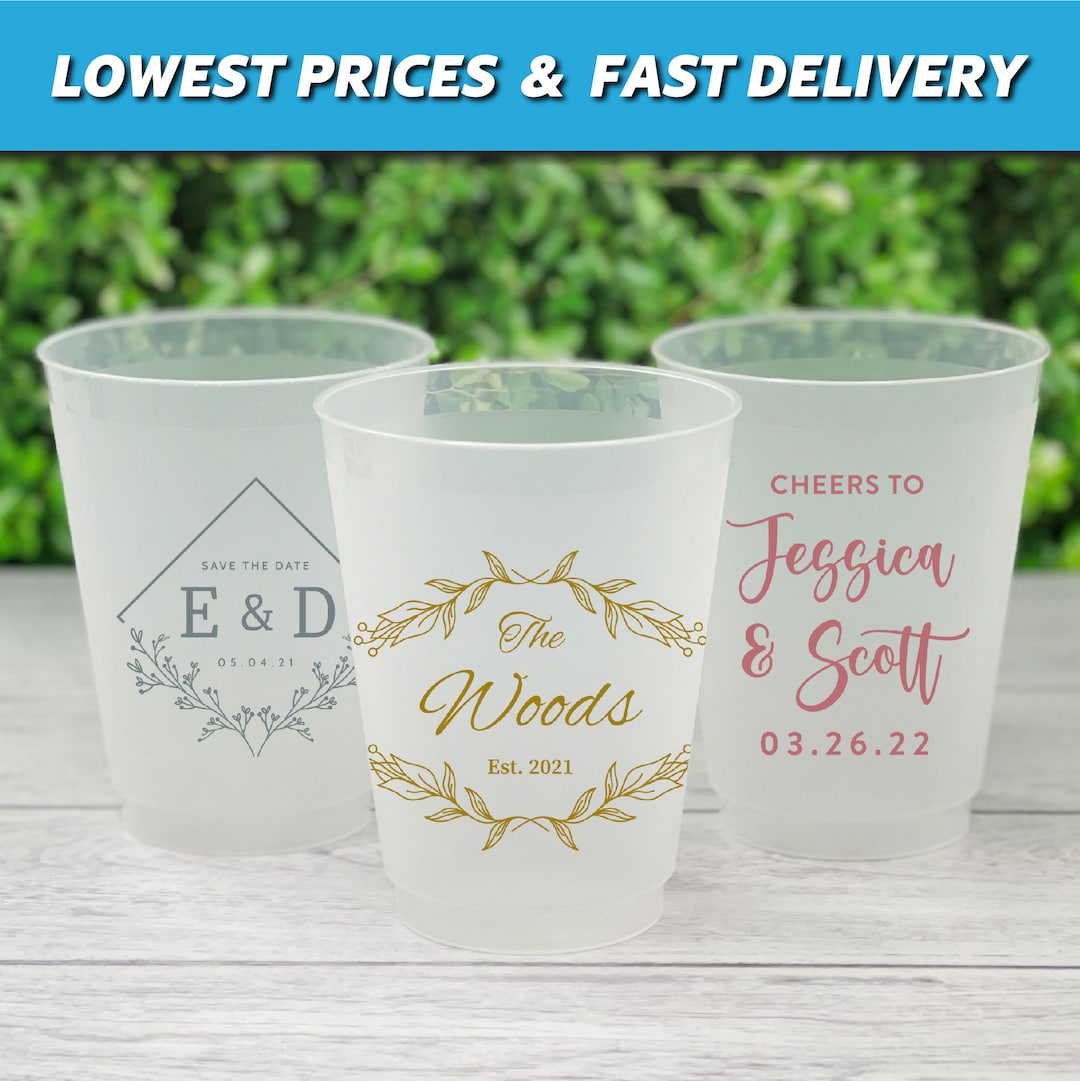 Custom Wedding Cups, Reception Bar Frosted Cups, Personalized ...