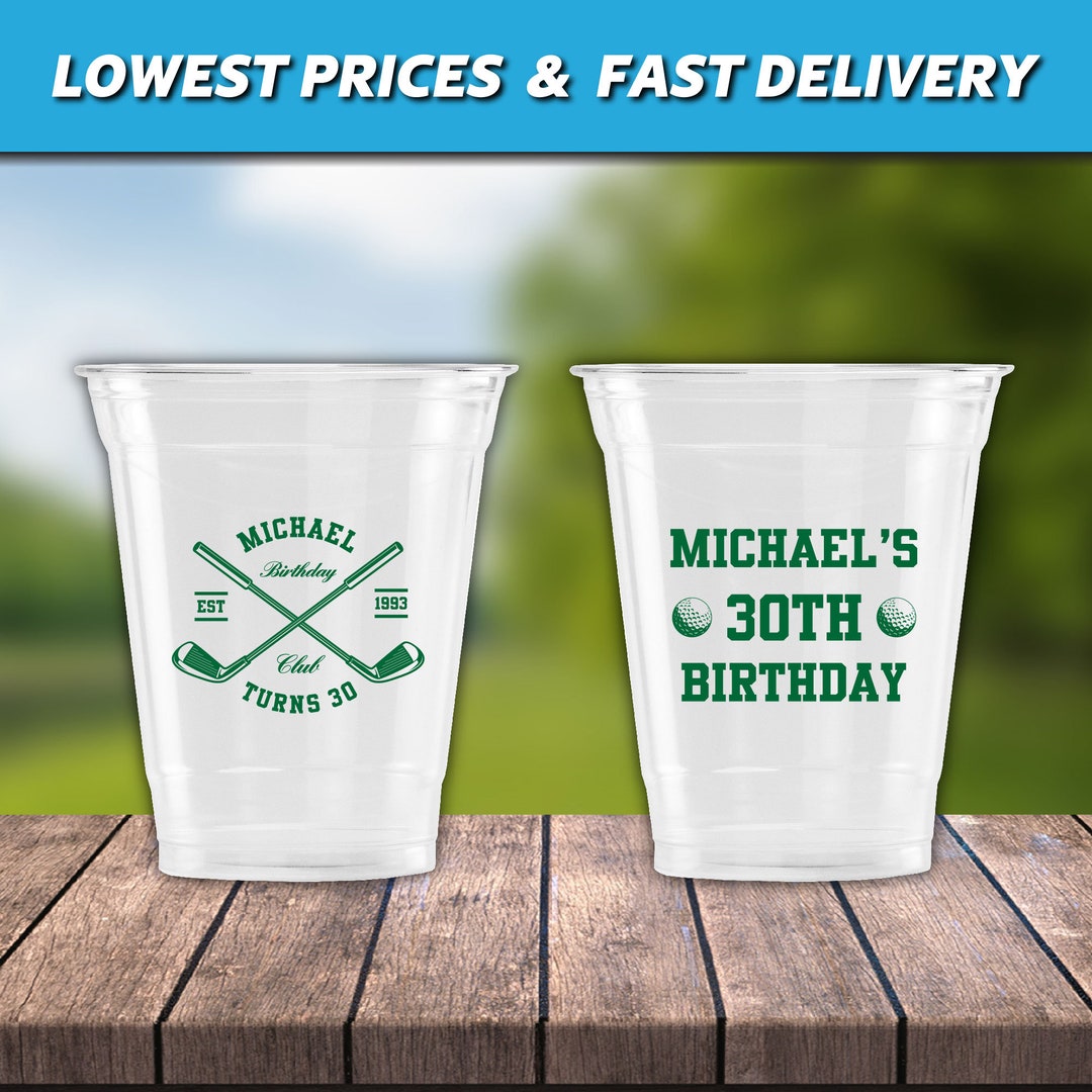 Personalized Golf Birthday Cups - Customizable Golf Theme Party Favor ...