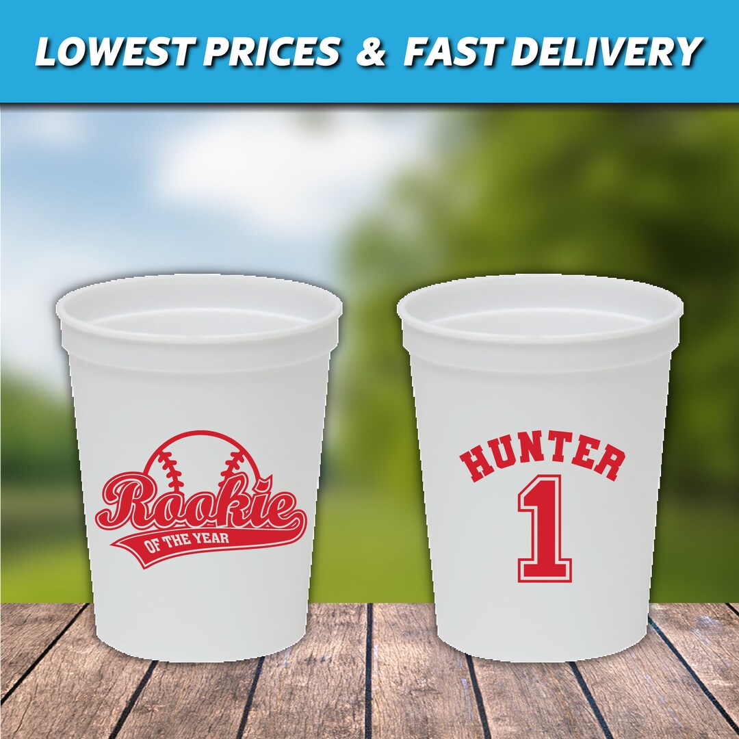 Rookie of the Year Party Cups Plastic Custom Printed Stadium Cups ...