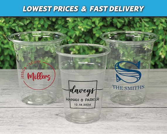 Decorative clear plastic cups store