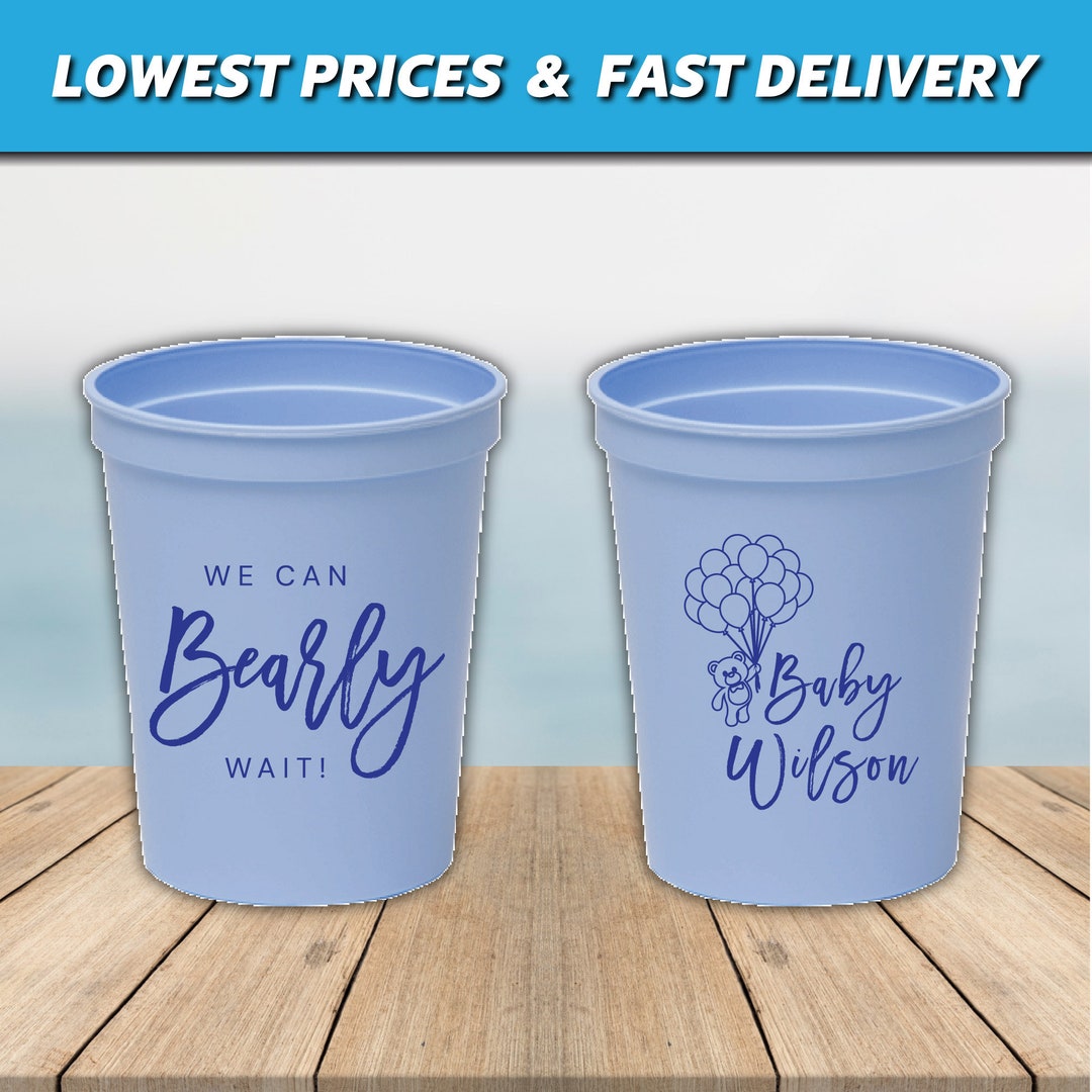 Custom Baby Shower Stadium Cups, Plastic Custom Printed Stadium Cups ...