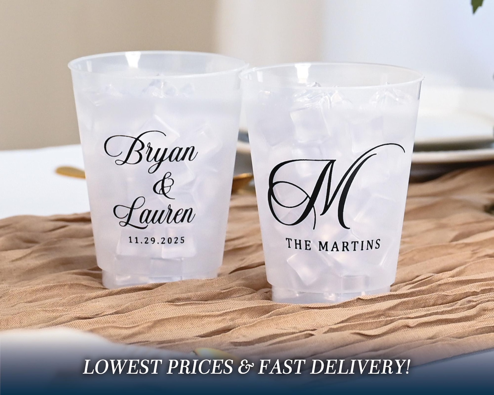 Last Name Wedding Frosted Cups, Wedding Decor, reception Cups, Wedding ...