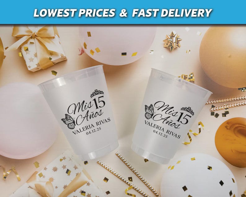 Quinceañera Birthday Frosted Cups, Personalized Mis Quince Favors ...