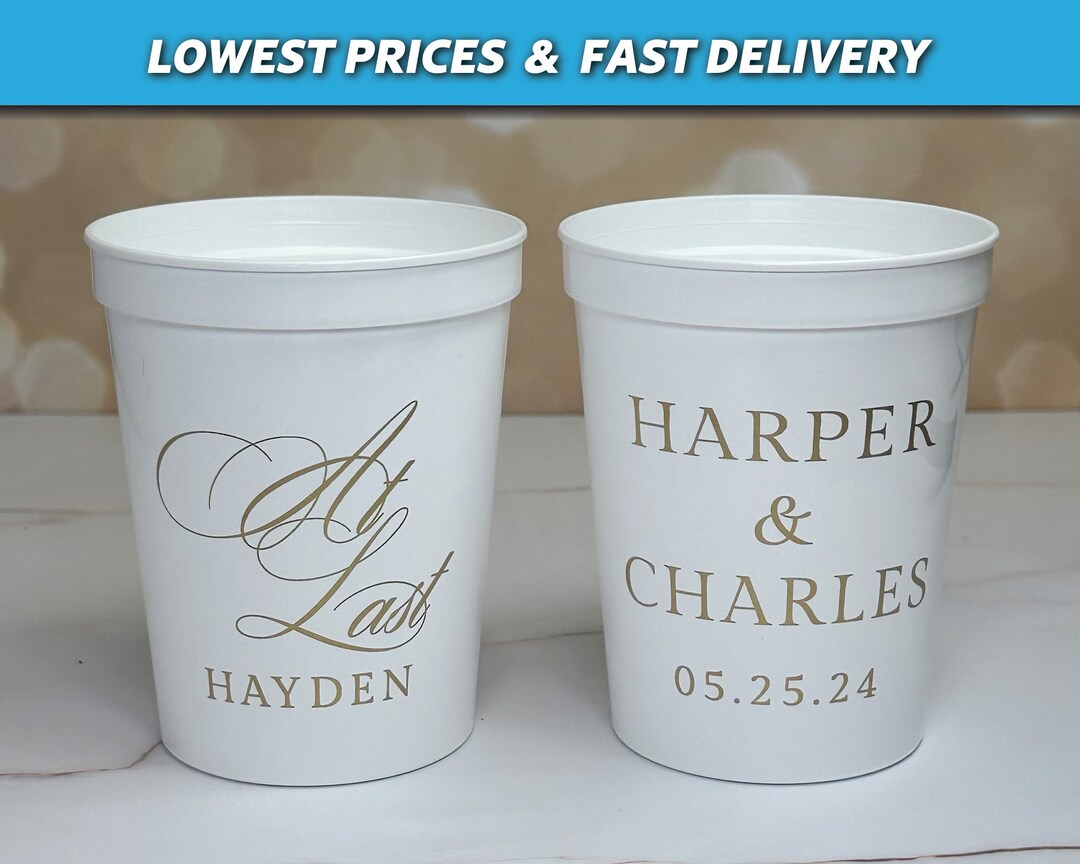 Wedding Stadium Cups, Modern Wedding Stadium Cups, Personalized Wedding ...