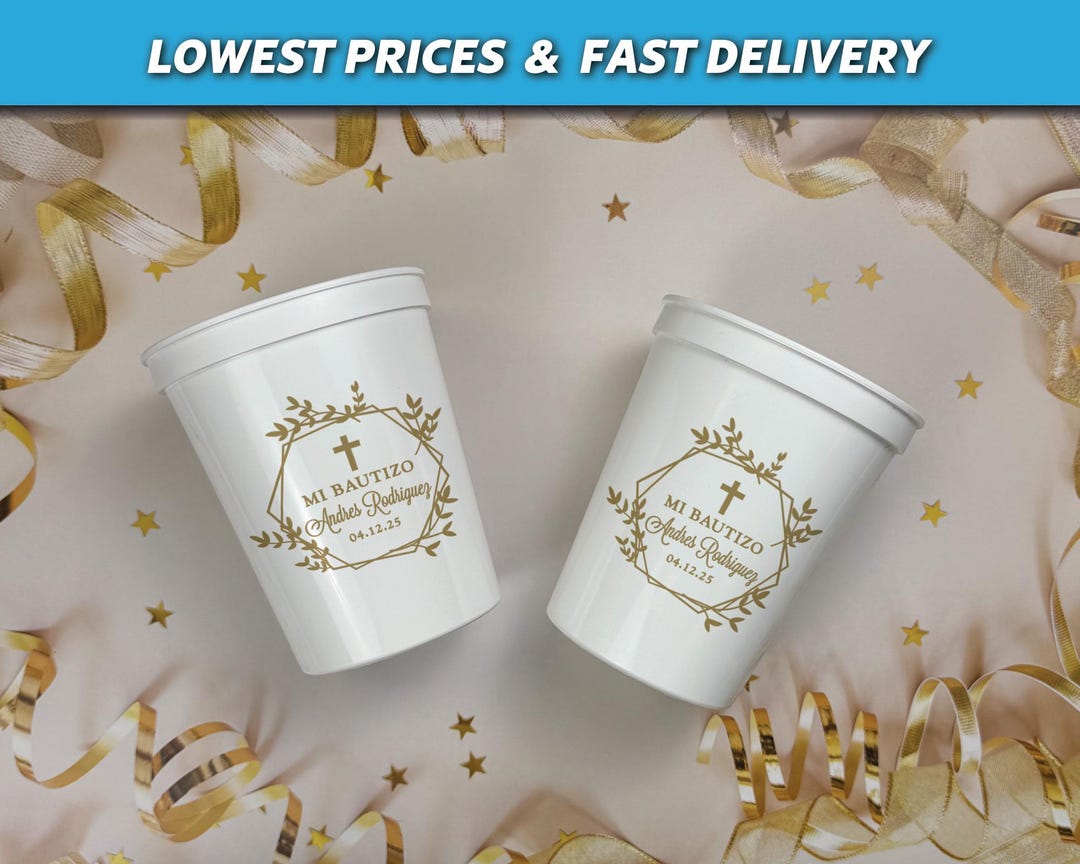 Mi Bautizo Cups, Baptism Stadium Cups, Christening Cups, Stadium Plastic Cups, First Communion ...