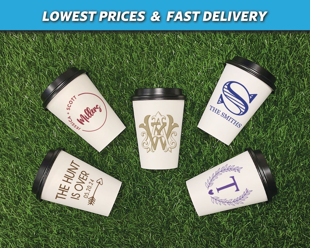 Custom 12oz Paper Cups, Monogrammed Paper Cups, Hot Cocoa Cups, Custom ...