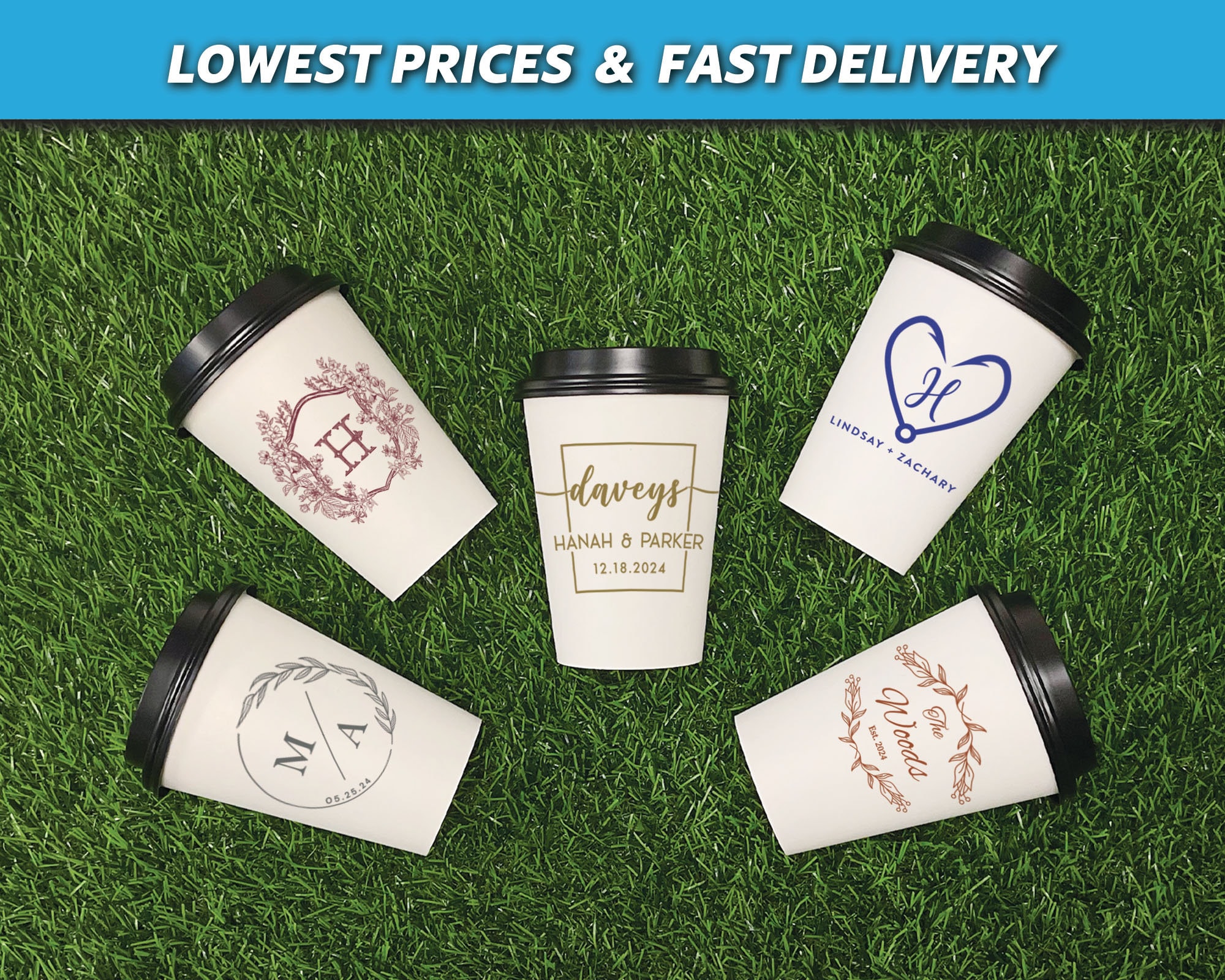 Custom 12oz Paper Cups, Monogrammed Paper Cups, Hot Cocoa Cups, Custom ...