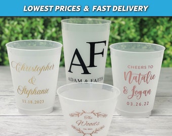 Custom Wedding Cups, Reception Bar Frosted Cups, Personalized ...