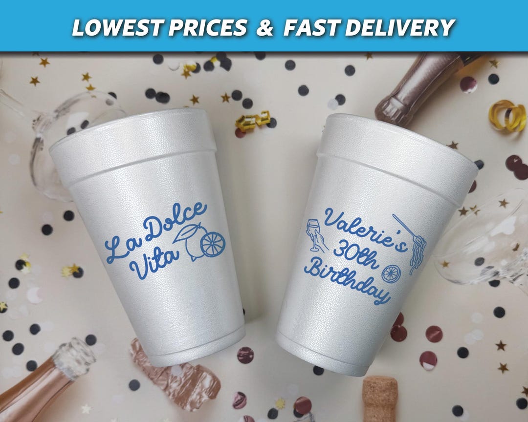 La Dolce Vita Birthday Cups, Italy Dinner Party Styrofoam Cups, Lemon ...