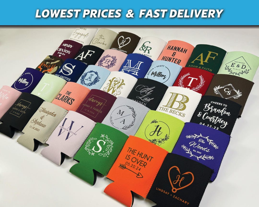 Wedding Can Coolers, Personalized Neoprene Huggers, Design Your Own ...