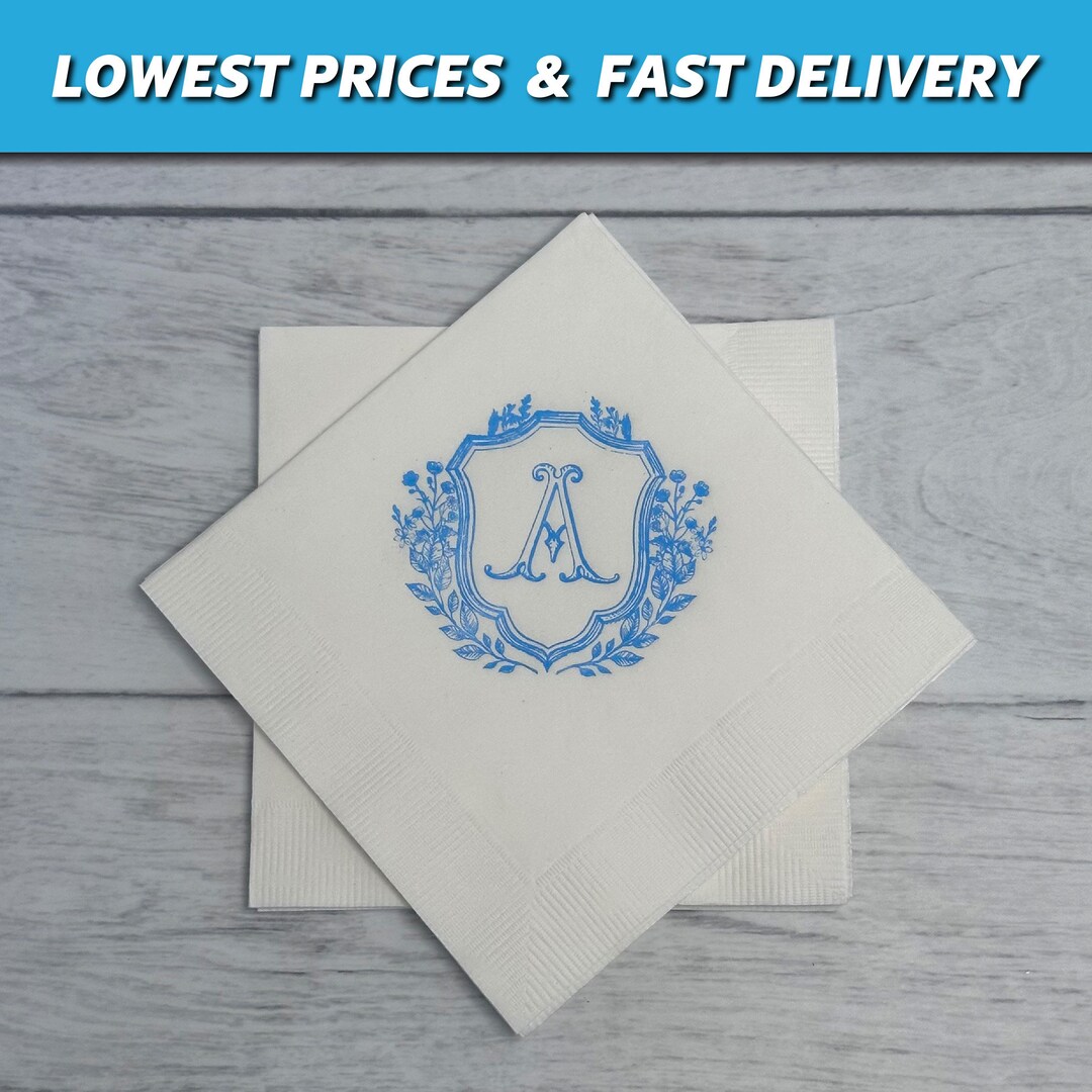 Personalized Wedding Monogram Napkins, Custom Cocktail Napkins, Foil ...