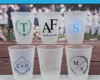 Custom Wedding Cups, Reception Bar Frosted Cups, Personalized ...