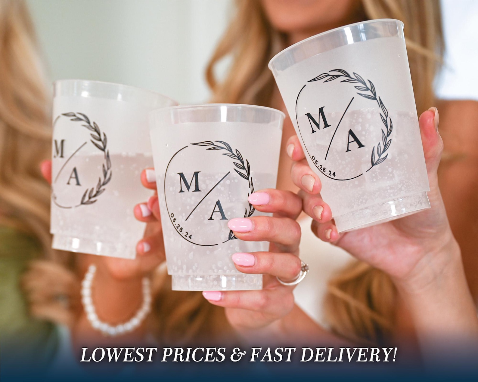 Custom Wedding Frosted Cups, Personalized Wedding Monogram Cups ...