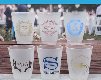 Custom Wedding Cups, Reception Bar Frosted Cups, Personalized ...