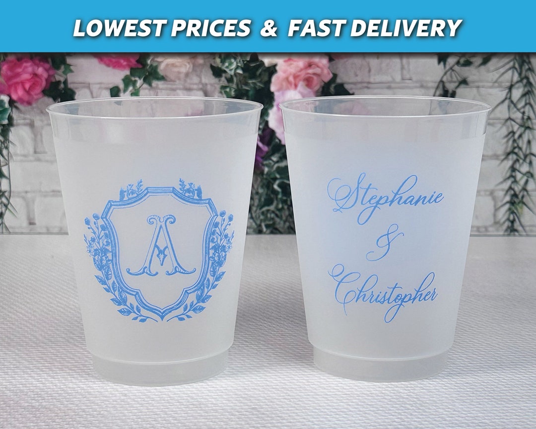 Custom Wedding Cups, Reception Bar Frosted Cups, Personalized ...