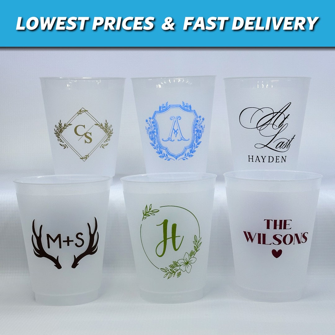 Custom Wedding Cups, Reception Bar Frosted Cups, Personalized ...